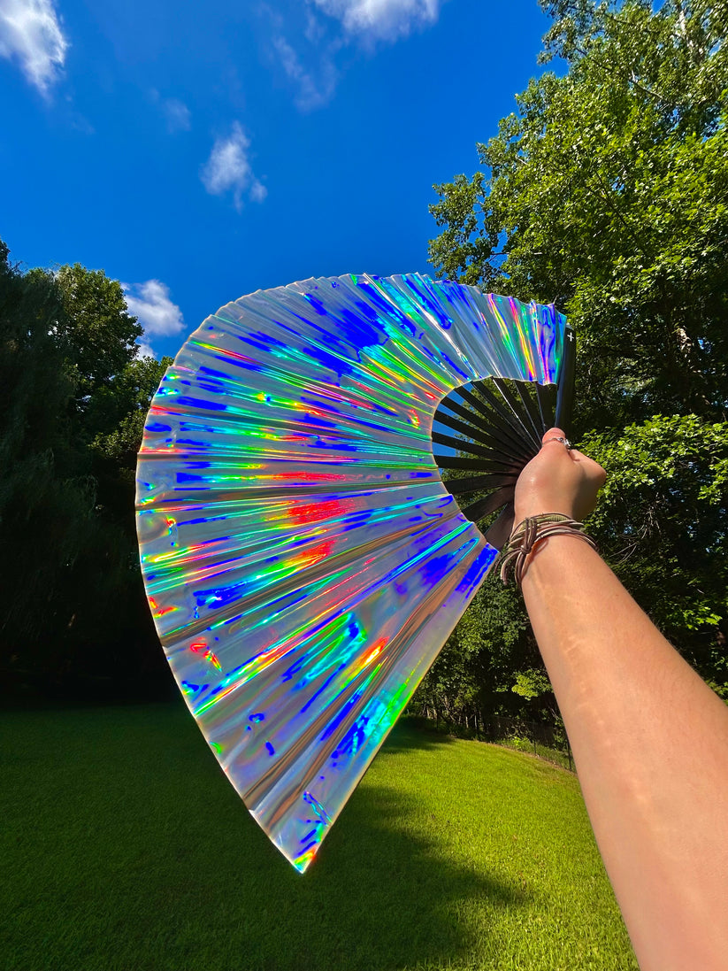 Silver Holographic Hand Fan – EverwindCreations